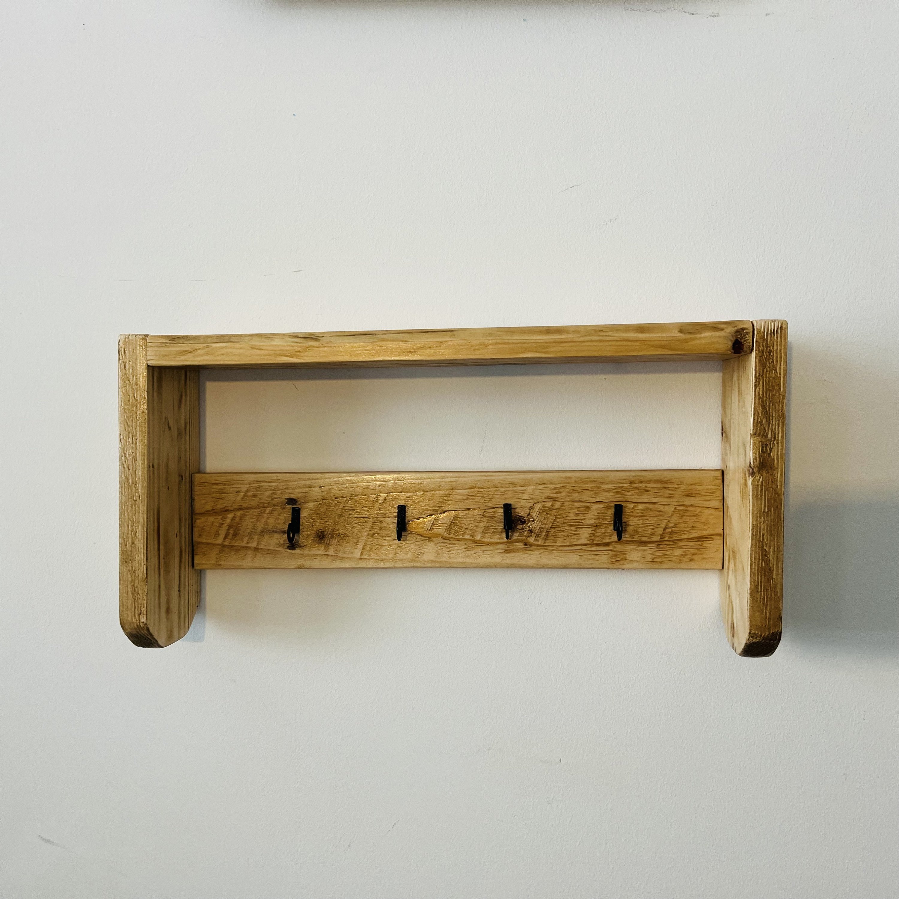Reclaimed Wood Key Holder With Shelf: Handmade Rustic Organizer - Etsy
