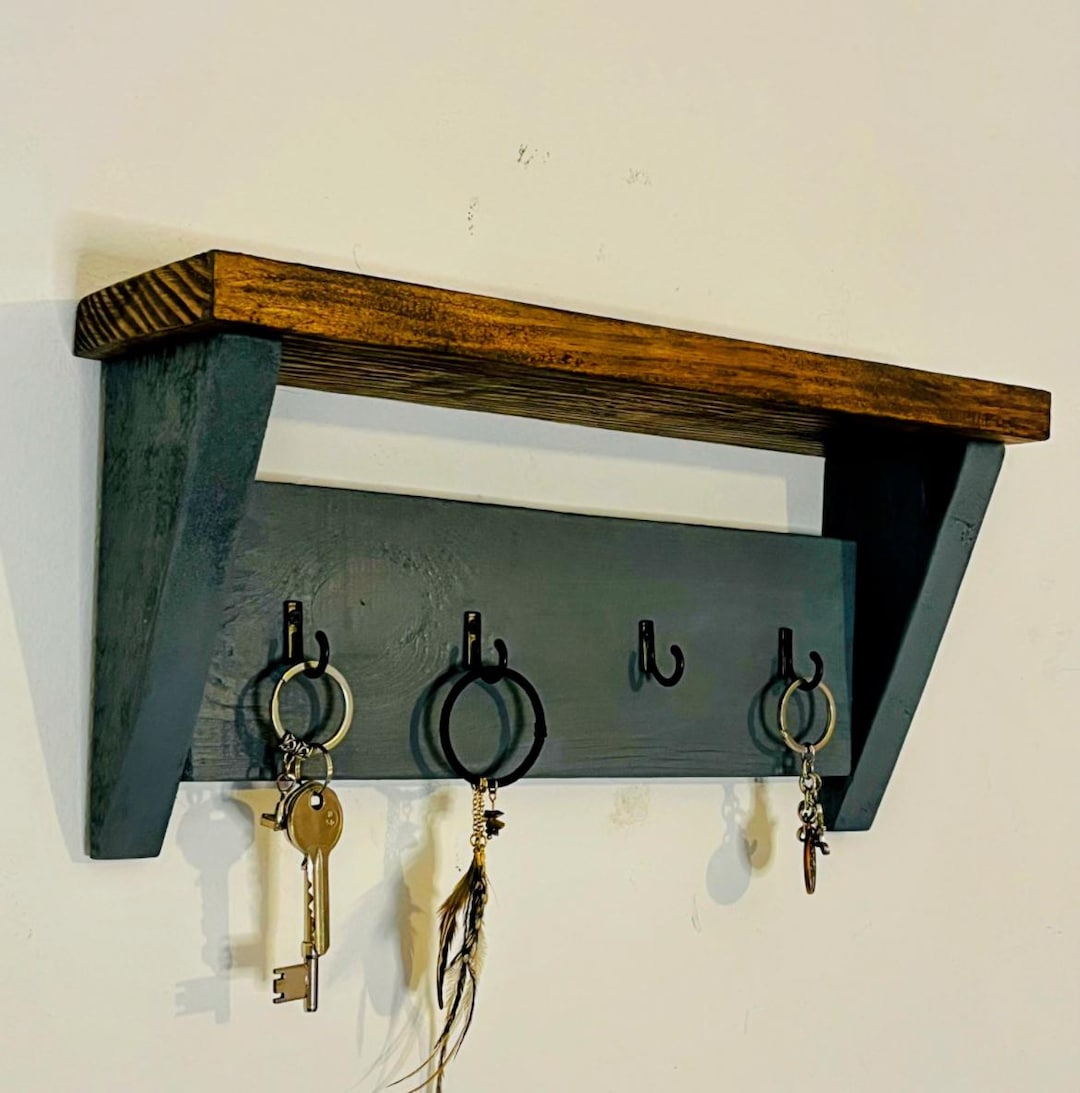 Reclaimed Wood Key Holder Shelf: Handmade Entryway Organizer - Etsy