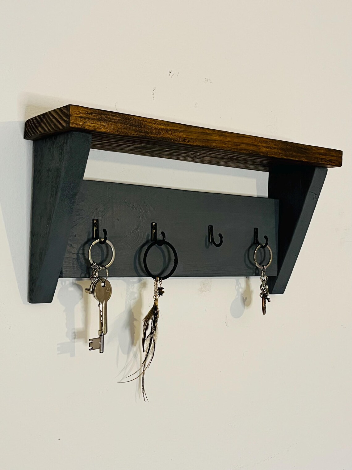 Reclaimed Wood Key Holder Shelf: Handmade Entryway Organizer - Etsy