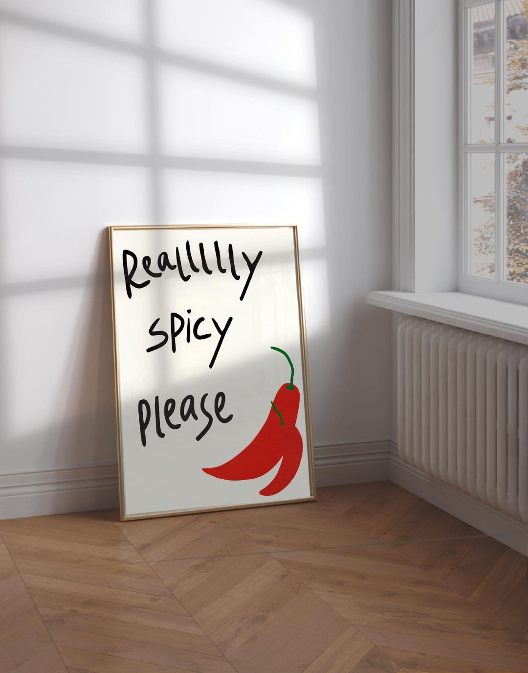 Really Spicy Please Chilli Wall Art Print for Kitchen Red Art for Walls ...