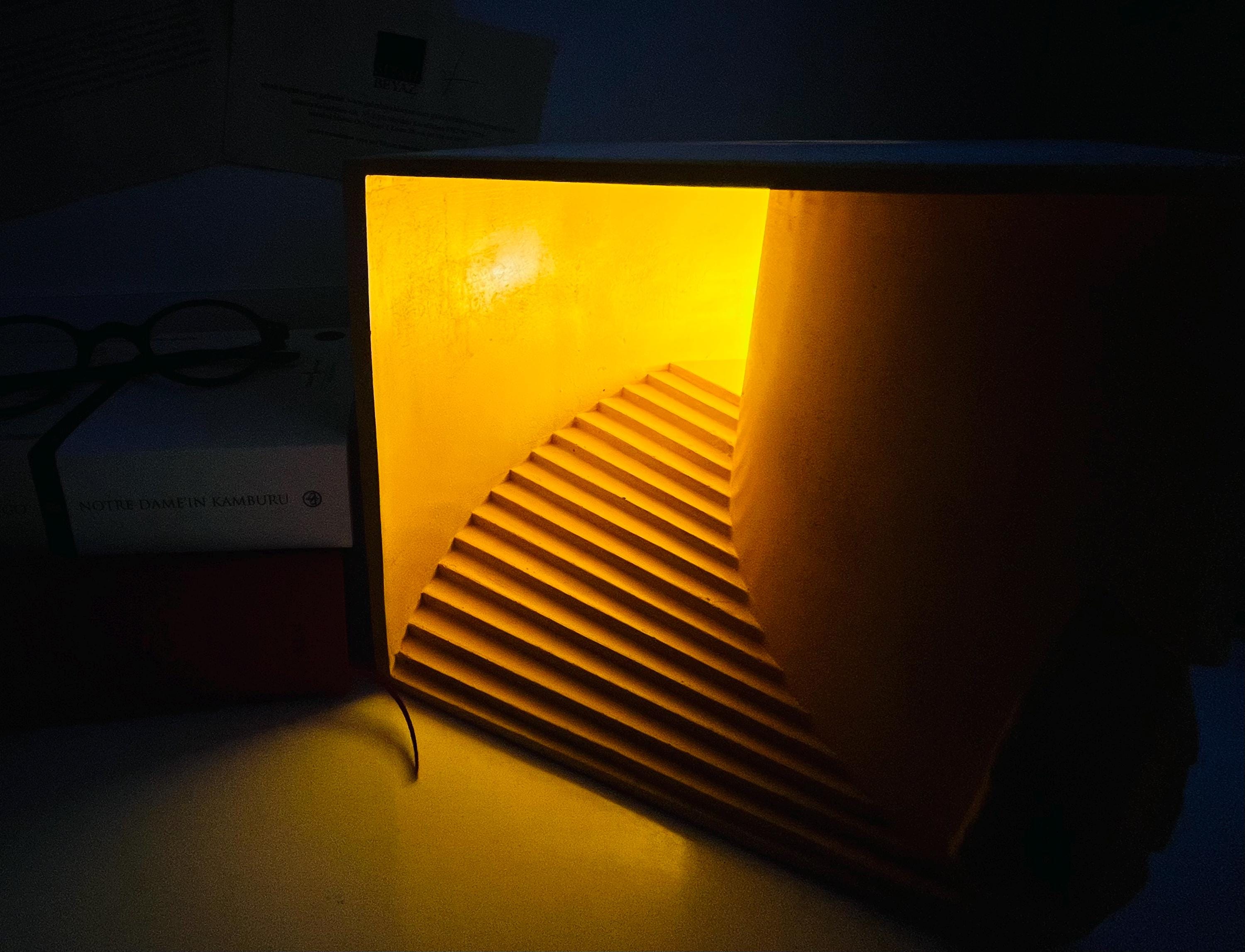 Contemporary Architectural Style Table Lamp, Handmade Home Decor, Cube ...