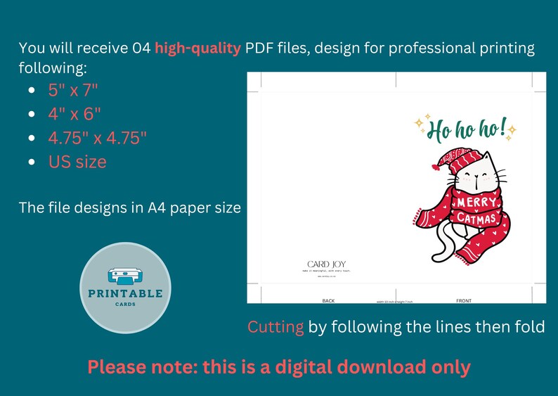 Funny Cat Christmas Card, Charming Unique Holiday Card, Fun Holiday ...