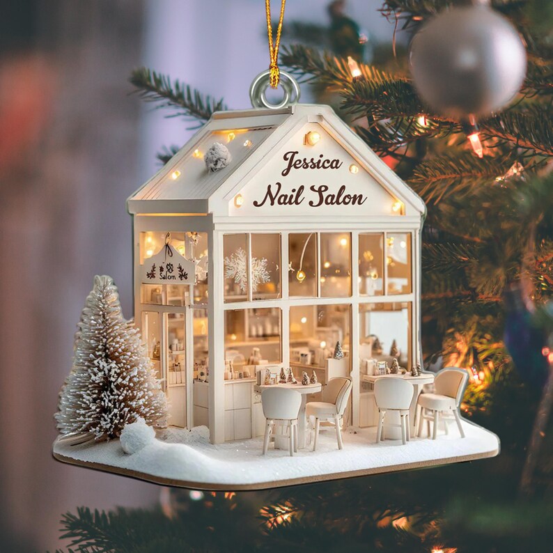 Personalized 2D FLAT Nail Salon Ornament, Nail Polish Bag Christmas ...