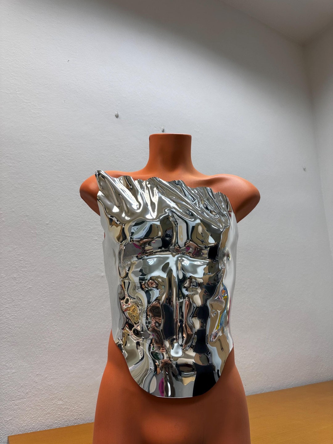 Fashion Men's Corset, Armor of God, Mirroring Silver Men Corset, Male ...