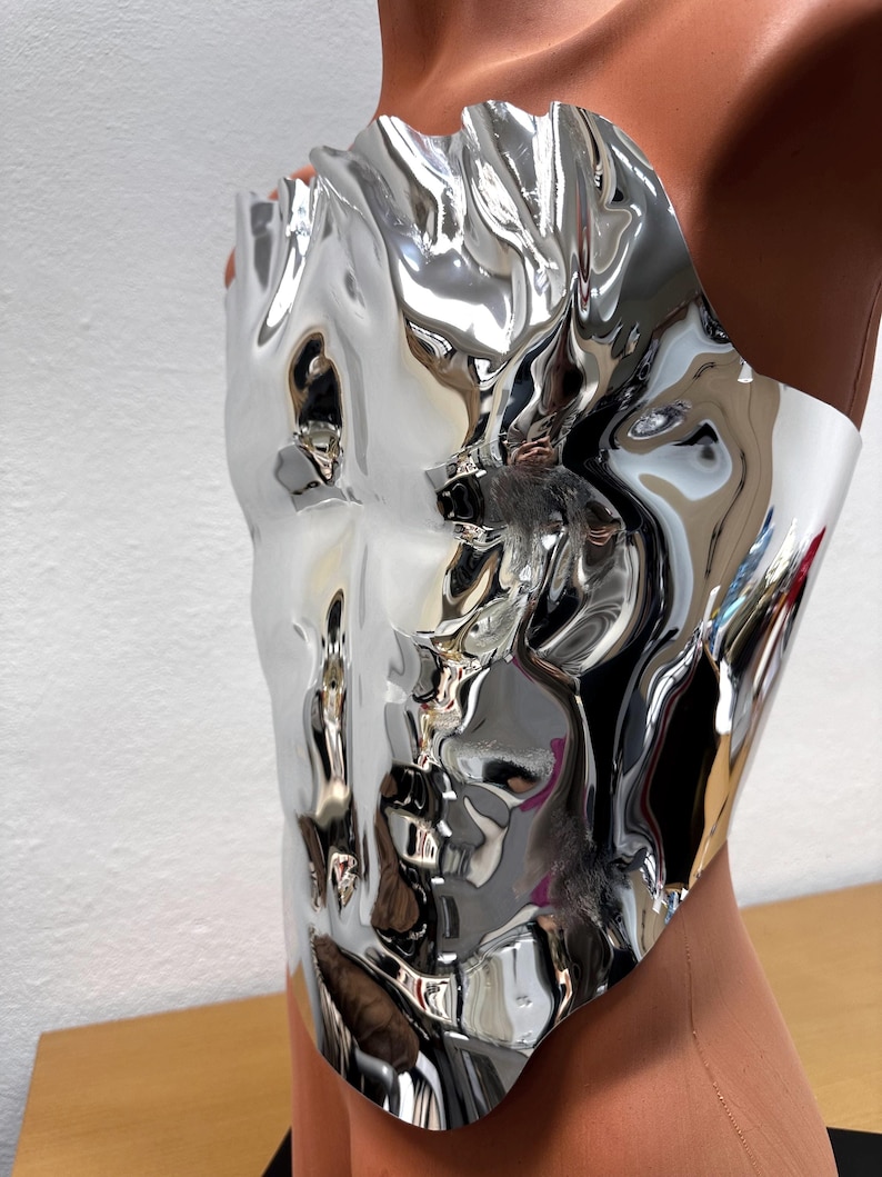 Silver Metallic Corset, Armor of God, Mirroring Silver Men Corset, Male ...