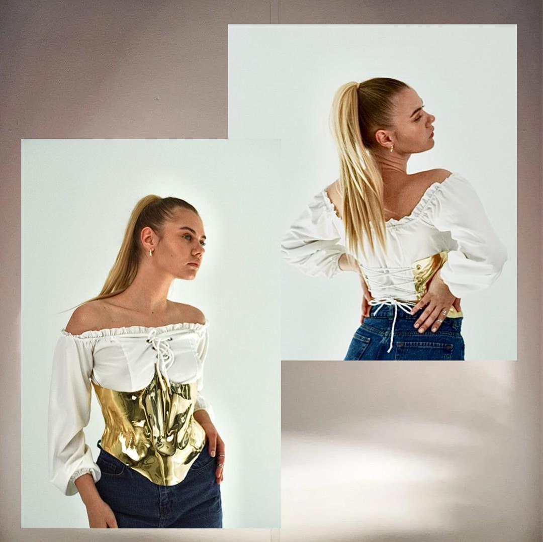 Underbust Corset, Gold Corset, Matt Gala Look, Chest Suits, Bustier ...