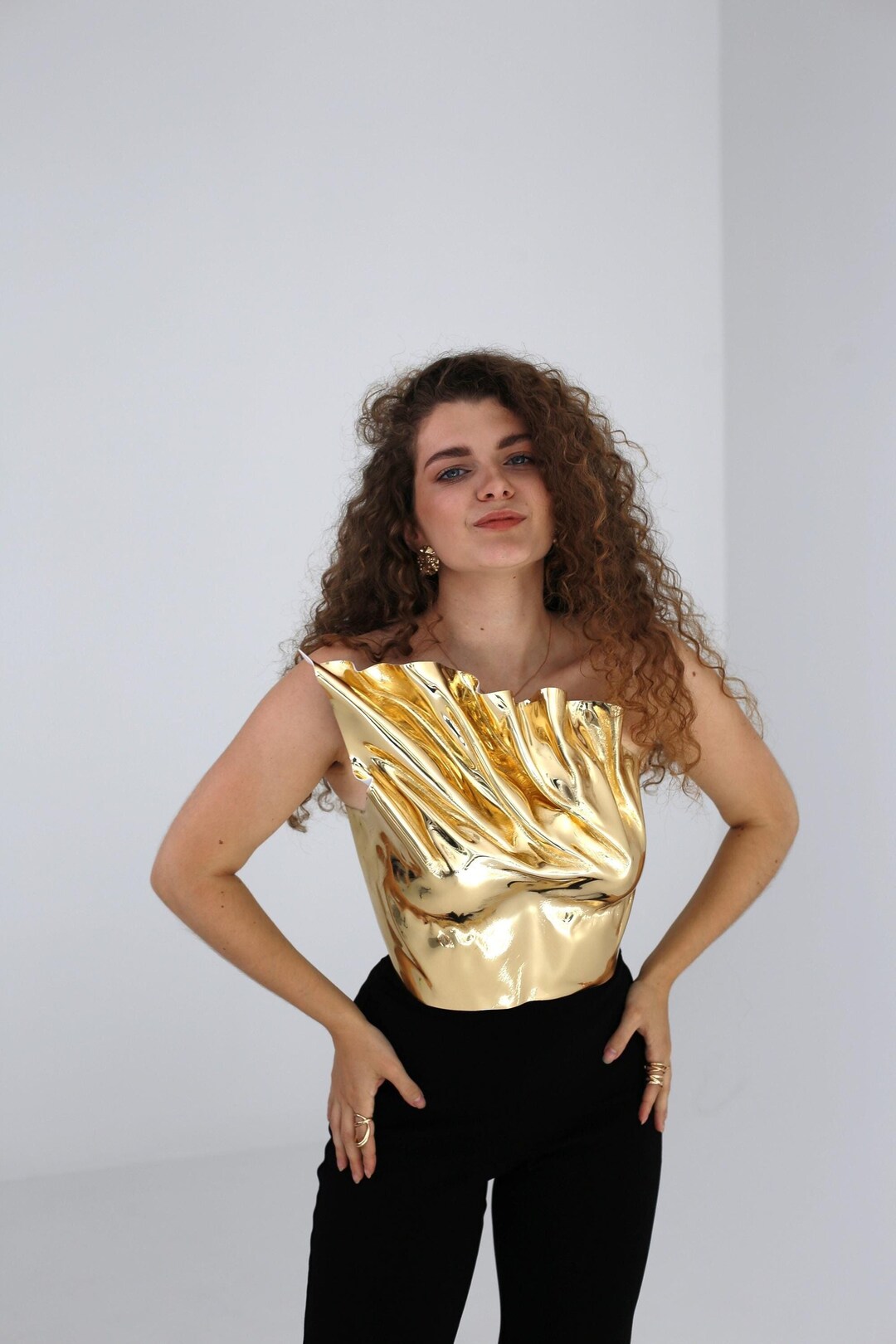 Gold Corset, Cosplay Metallic Corset, Custom Corset Crop Top, Liquid ...