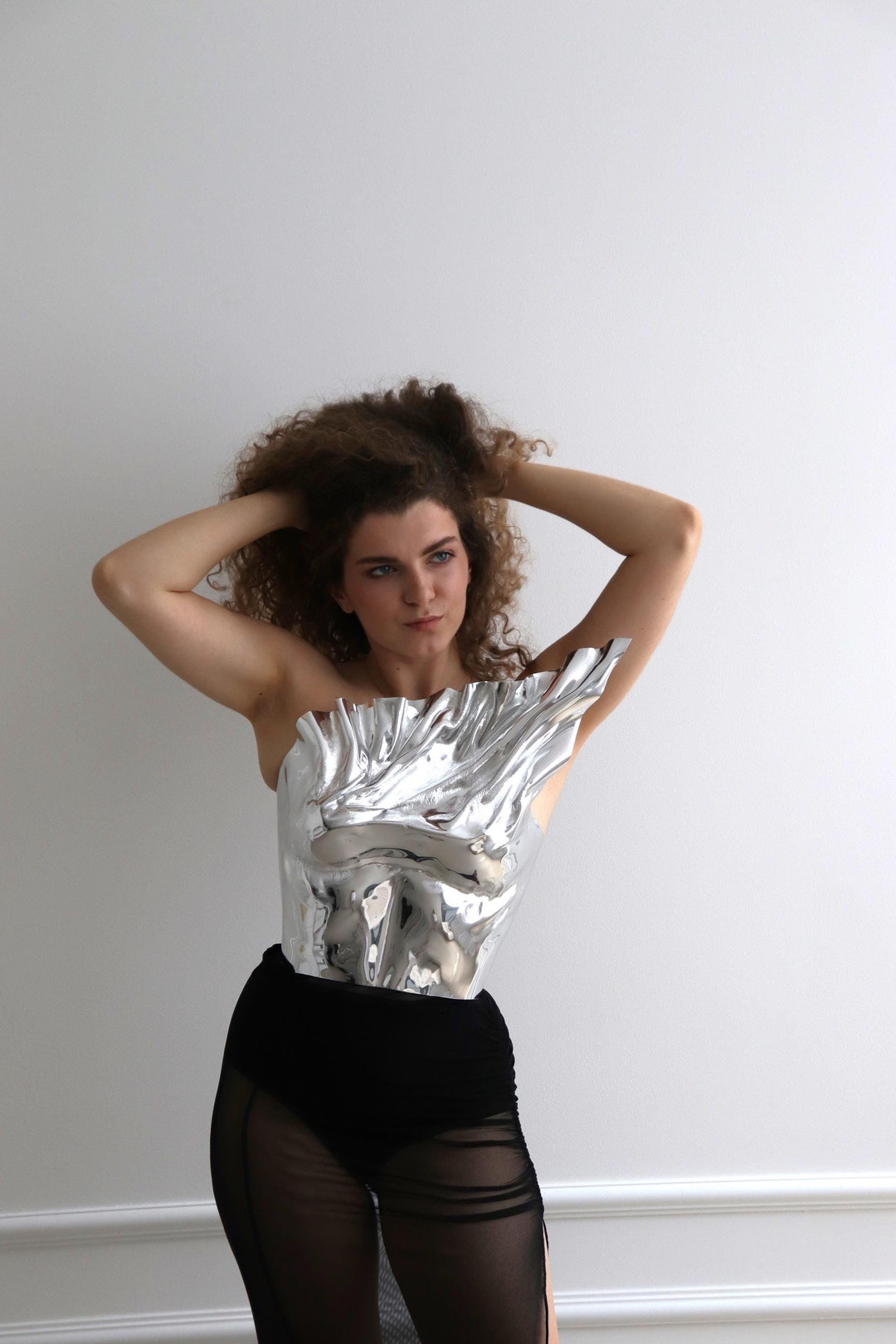 Silver Metallic Corset, Cosplay Armor of God Steampunk Corset ...
