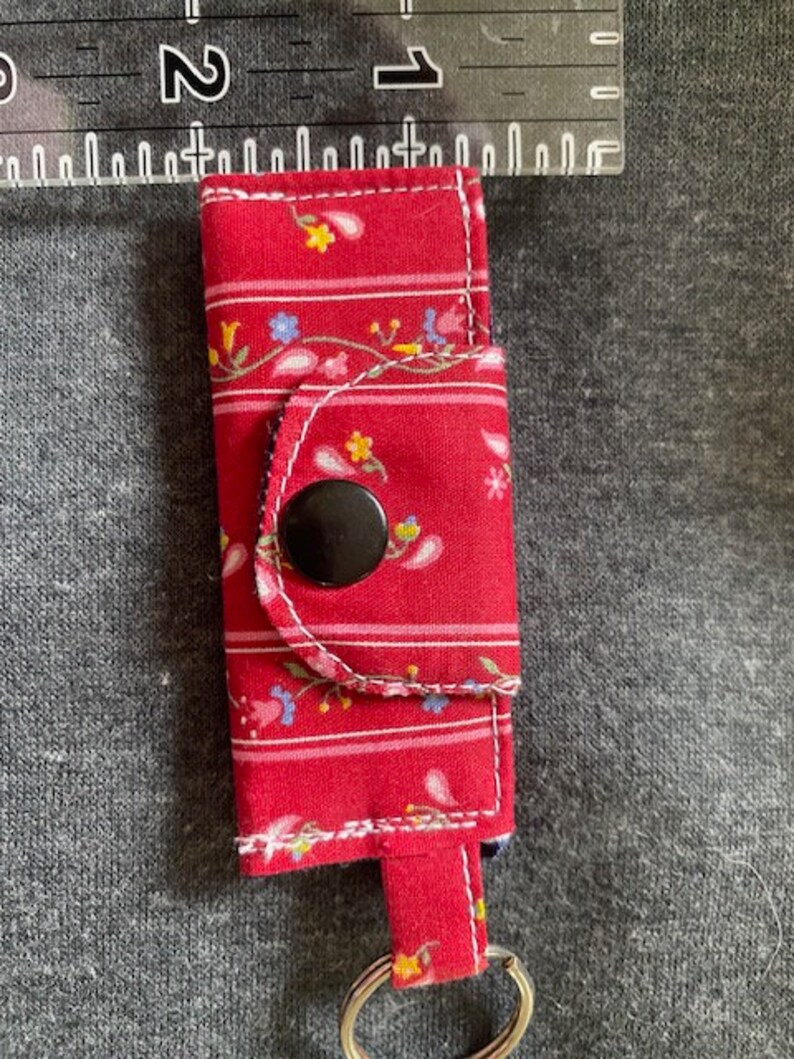 Mini-wallet Keychain - Red Floral, Vintage Fabric - Etsy