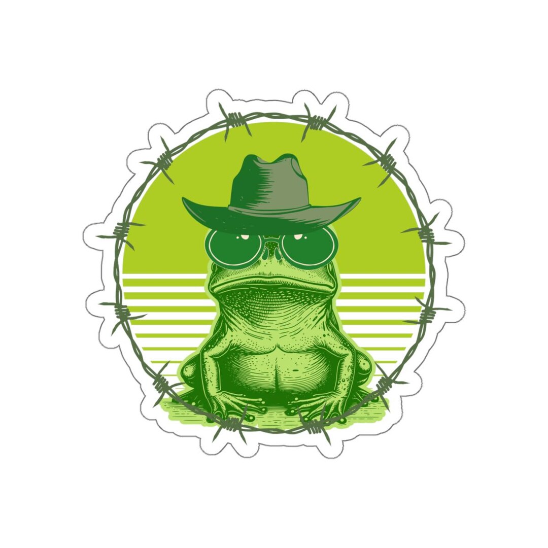 Green Frog Cowboy Die-cut Vinyl Sticker | Western Cool Frog | Fat Green ...