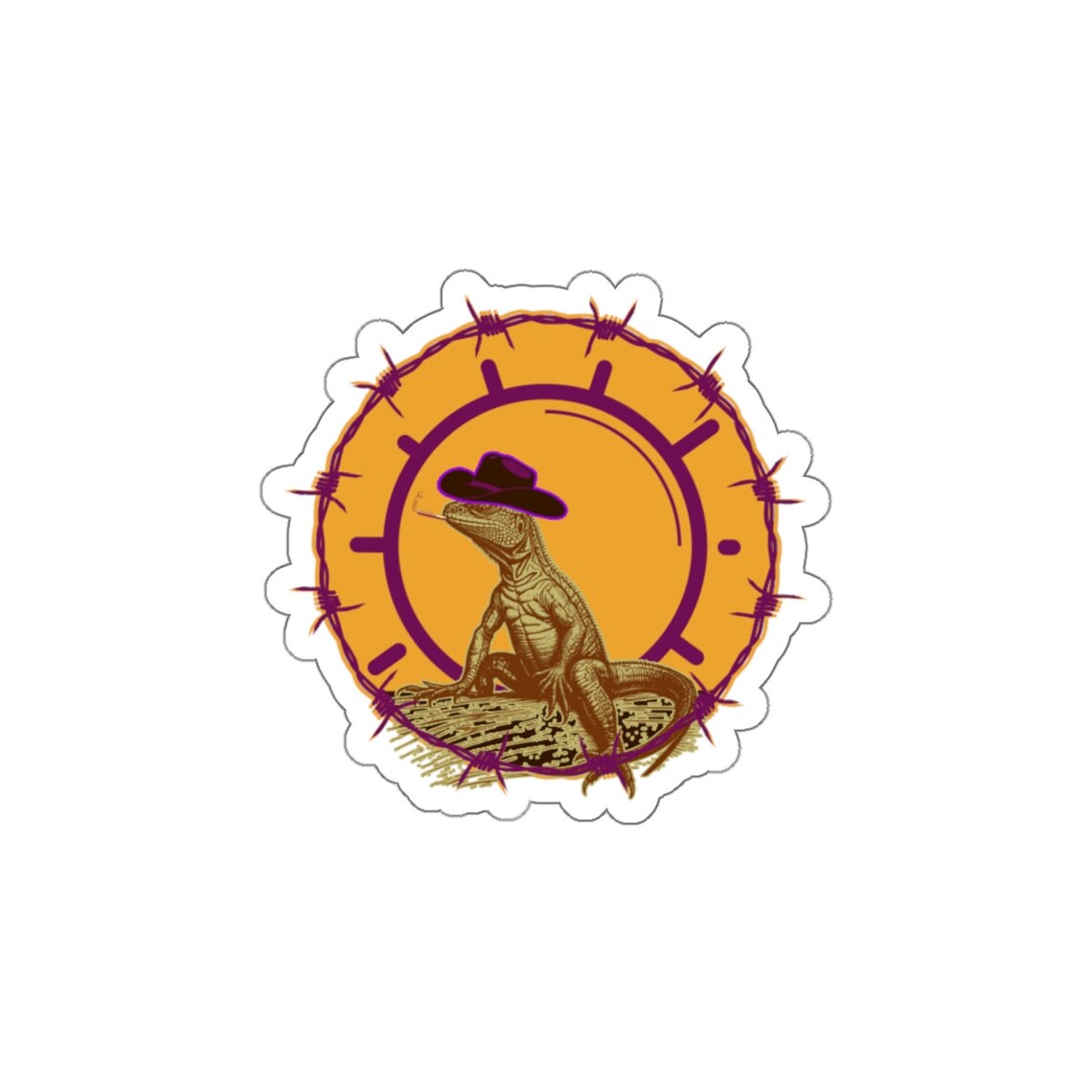 Iguana Cigarette Vinyl Die Cut Sticker Cowboy Iguana Lizard Sticker ...