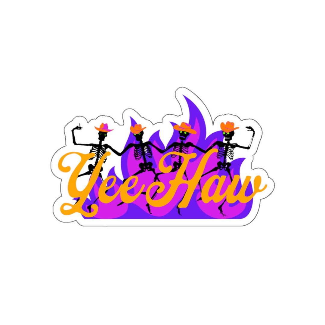 Yeehaw Dancing Skeleton Cowboys Die-cut Vinyl Sticker Western Halloween ...