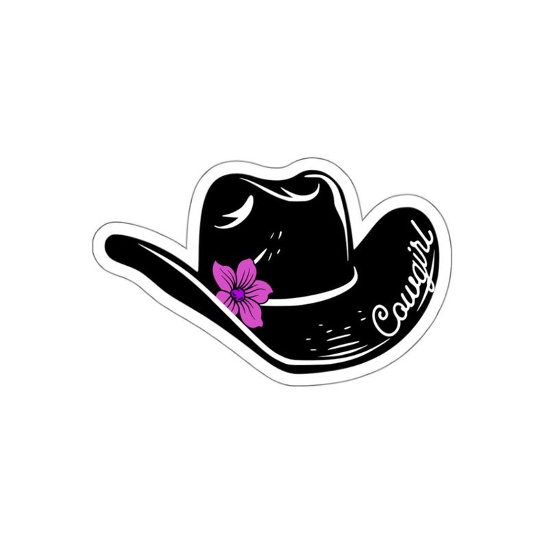 Classic Cowboy Black and White Cowgirl Hat Die-cut Vinyl Sticker ...