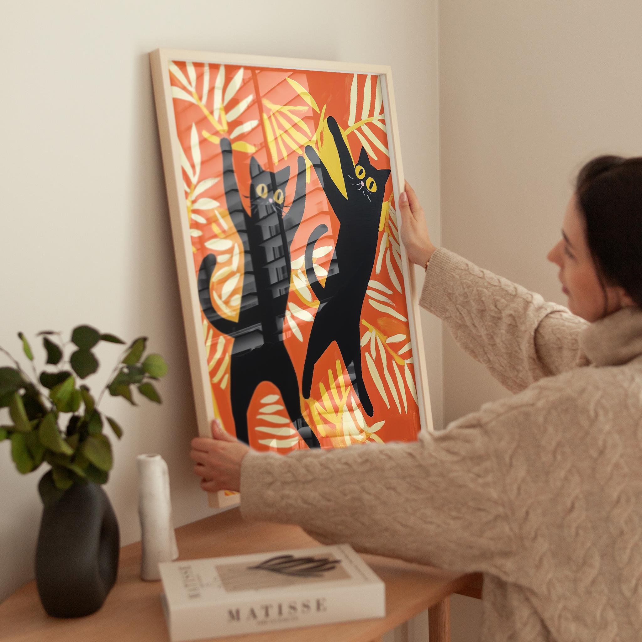 Black Cat Poster, Henri Matisse Cat Print, Couple Cat Print, Black Cat ...