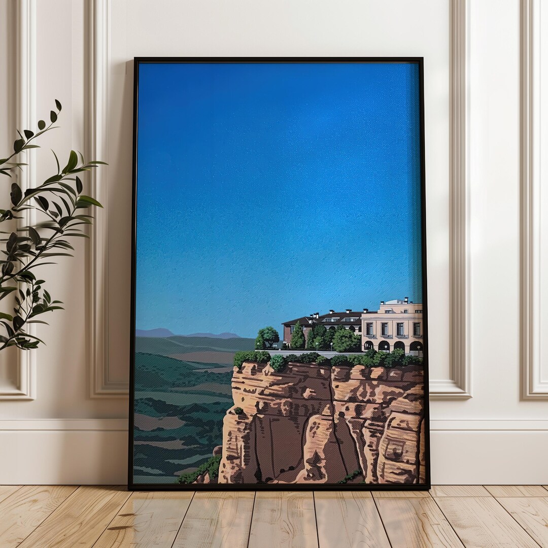 Cliffside Building Landscape, Japanese City Pop, Digital Poster ...