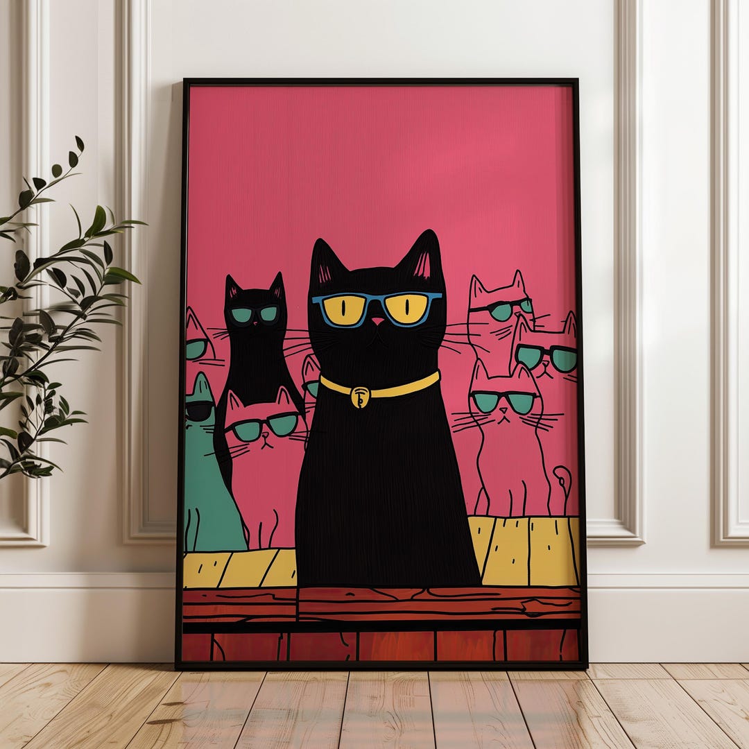 Funny Cats Poster, Funny Comedy Animal Art Print, Gift Idea, Wall Art ...