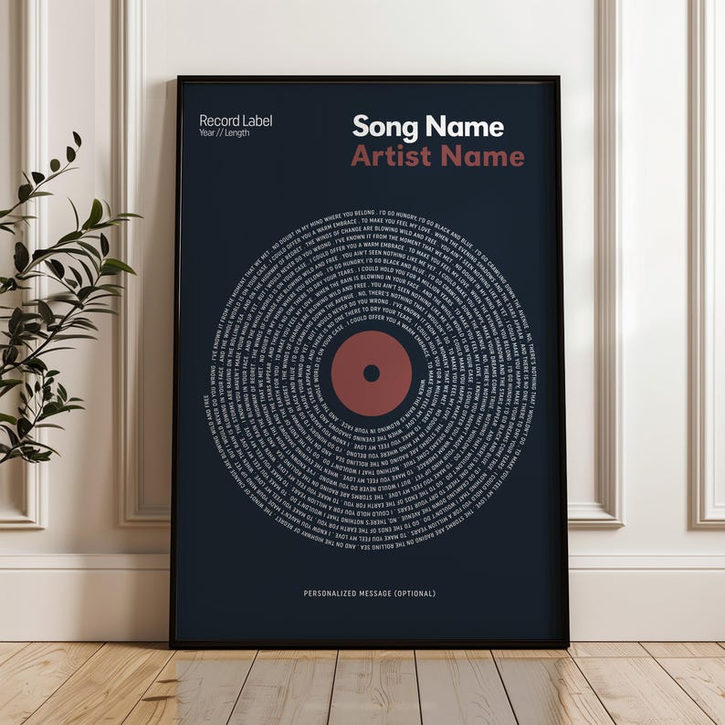 Custom Song Lyrics Print, Song Lyrics Poster, Digital Download, Custom ...