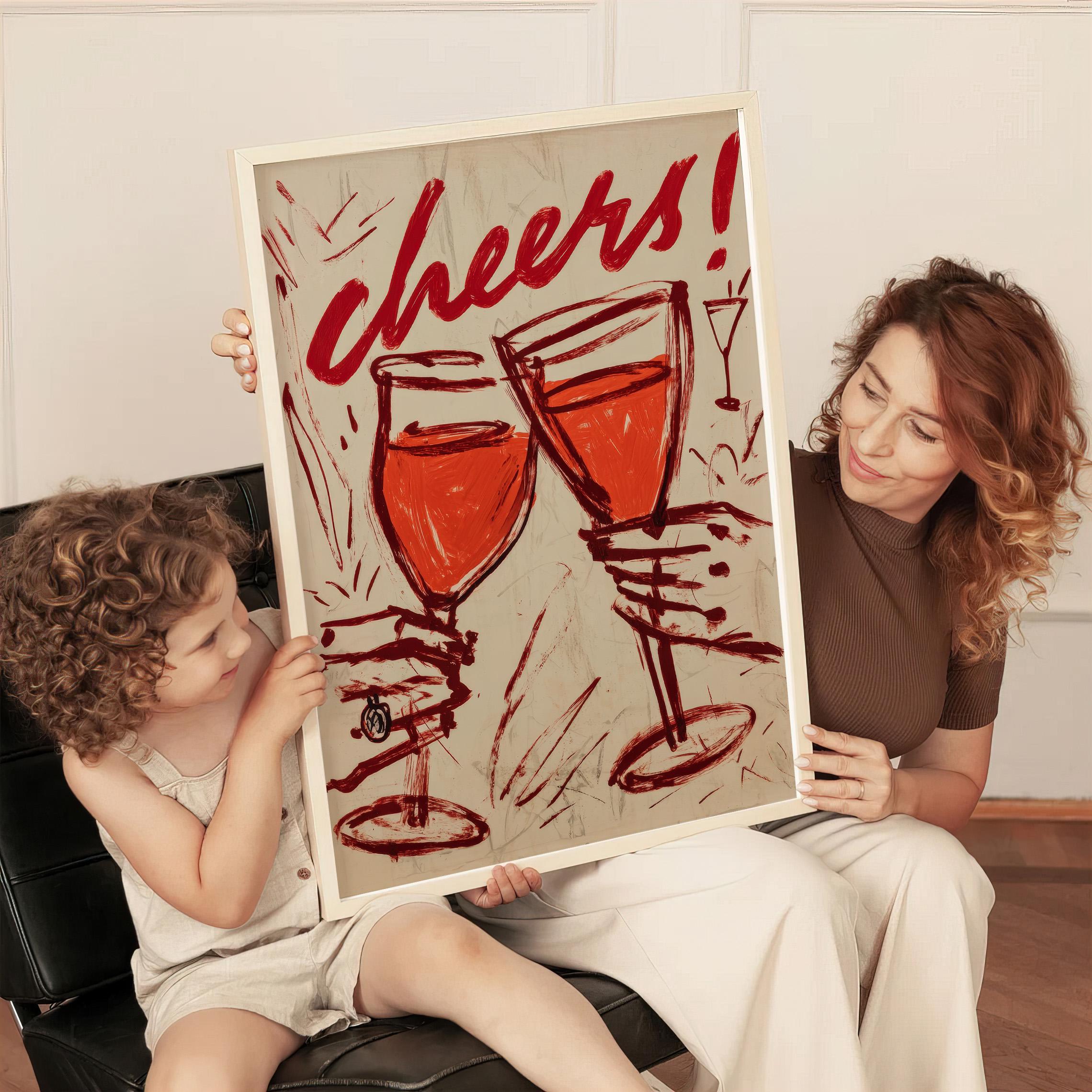Wine Cheers Art Poster: Handdrawn Illustration, Digital Download - Etsy