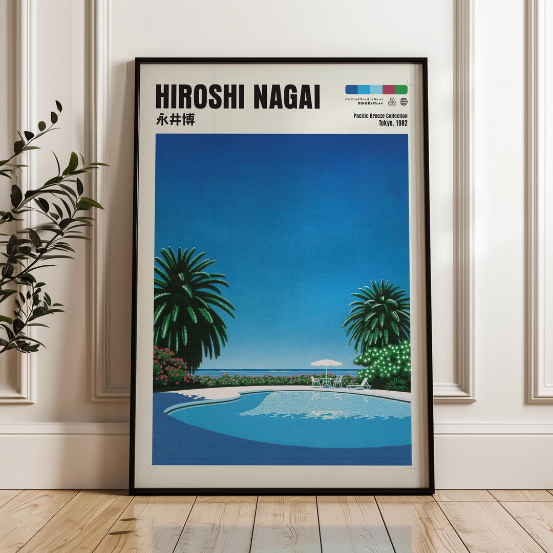 Hiroshi Nagai Art Print, Vaporwave Palm Pool, Japanese Modern Art ...