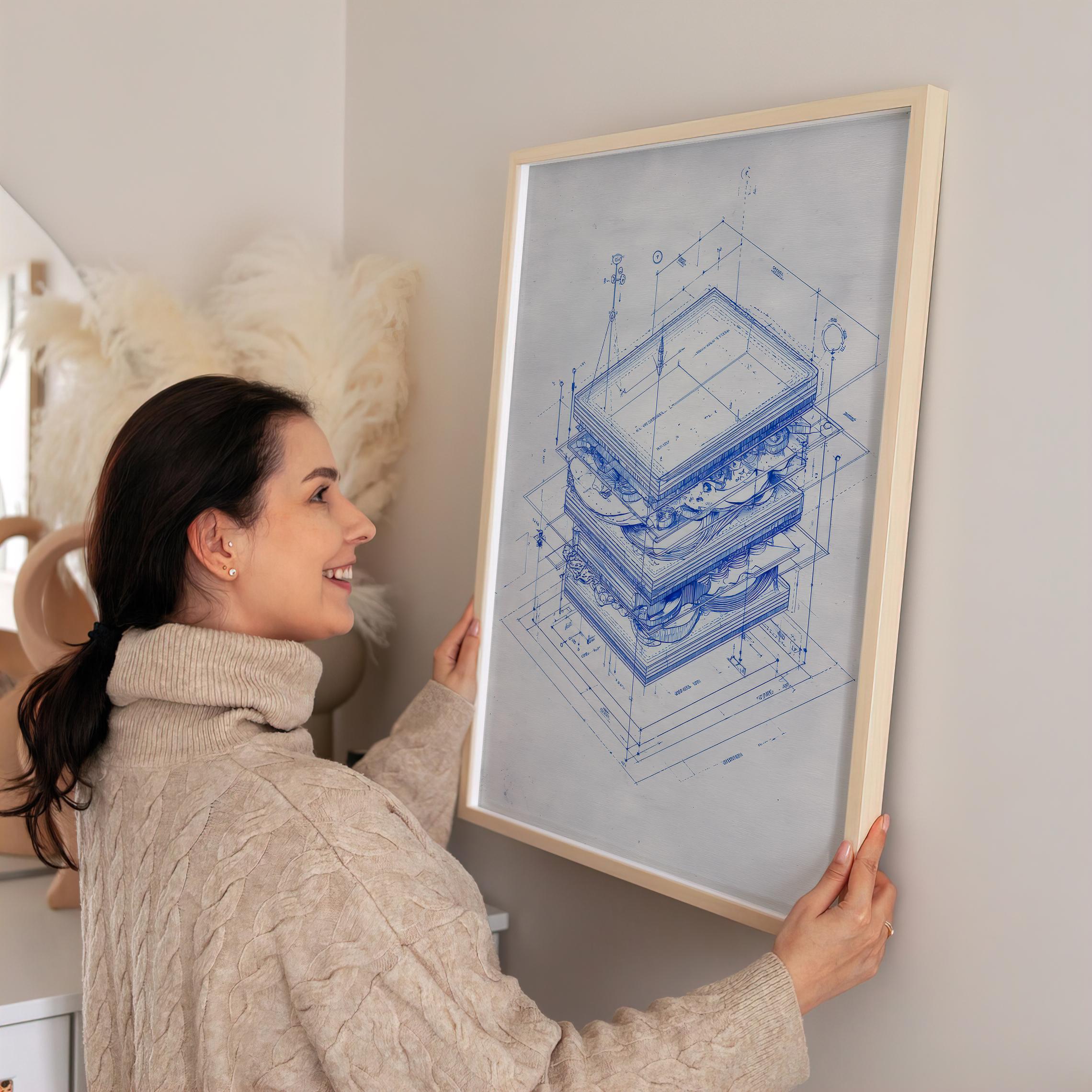 Blueprint Sandwich, Technical Drawing, Digital Poster Download - Etsy