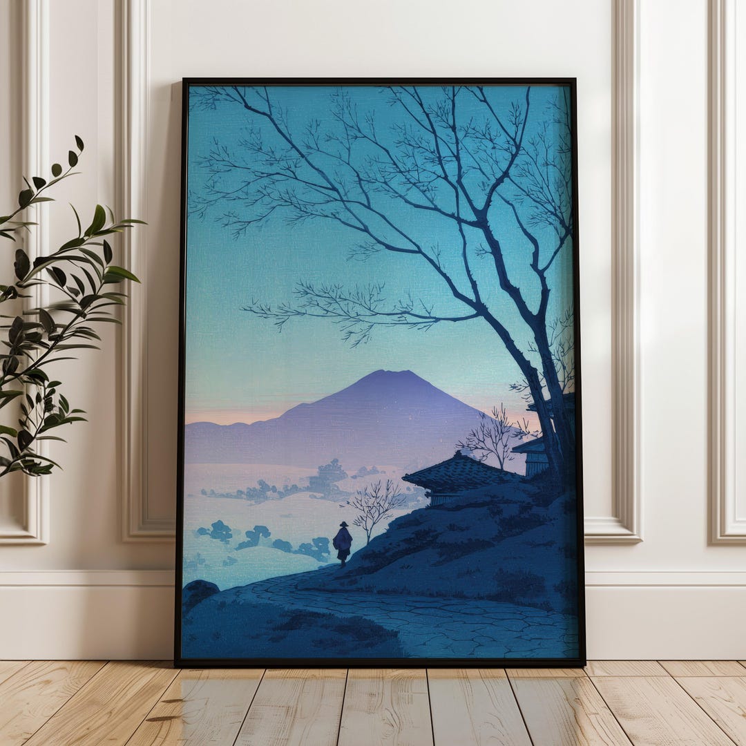 Japanese Landscape Poster, Vintage Japan Mount Fuji Art Print, Oriental ...