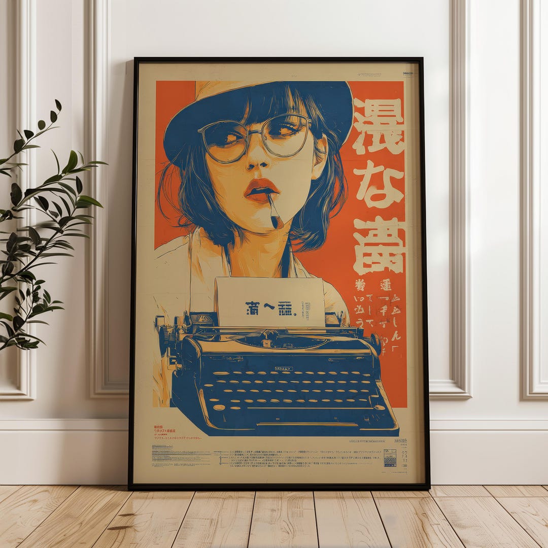 Vintage Typewriter Woman Portrait, Retro, Digital Poster Download - Etsy