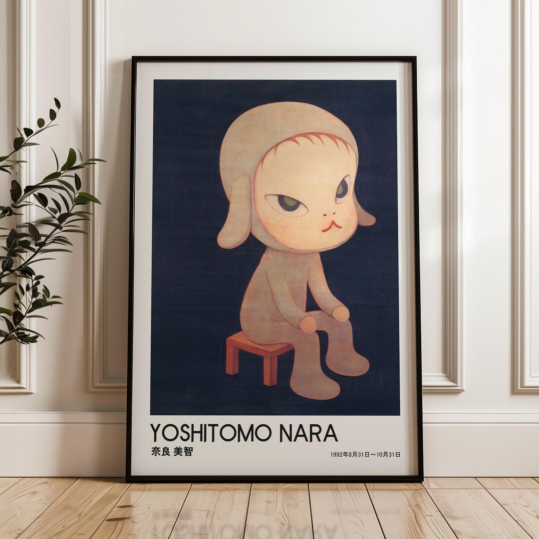 Character Sitting on Stool, Yoshitomo Nara, Digital Poster Download - Etsy