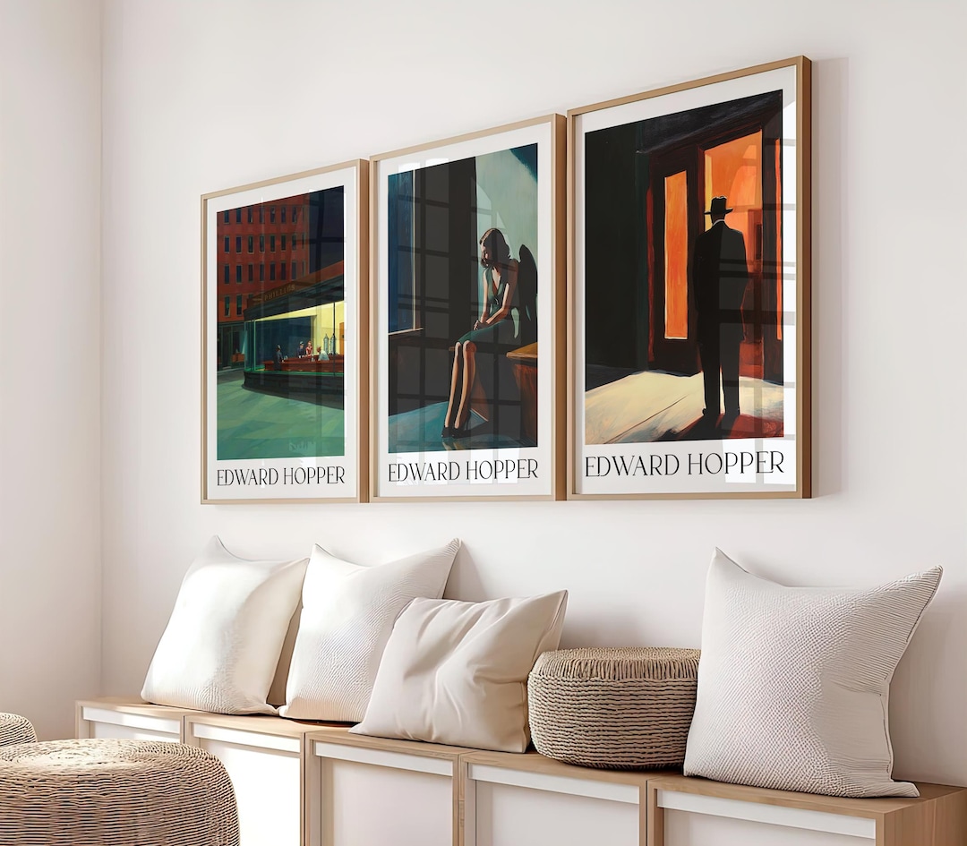 Edward Hopper Art Print Set, Gallery Wall Art Set, Set of 3 Prints ...