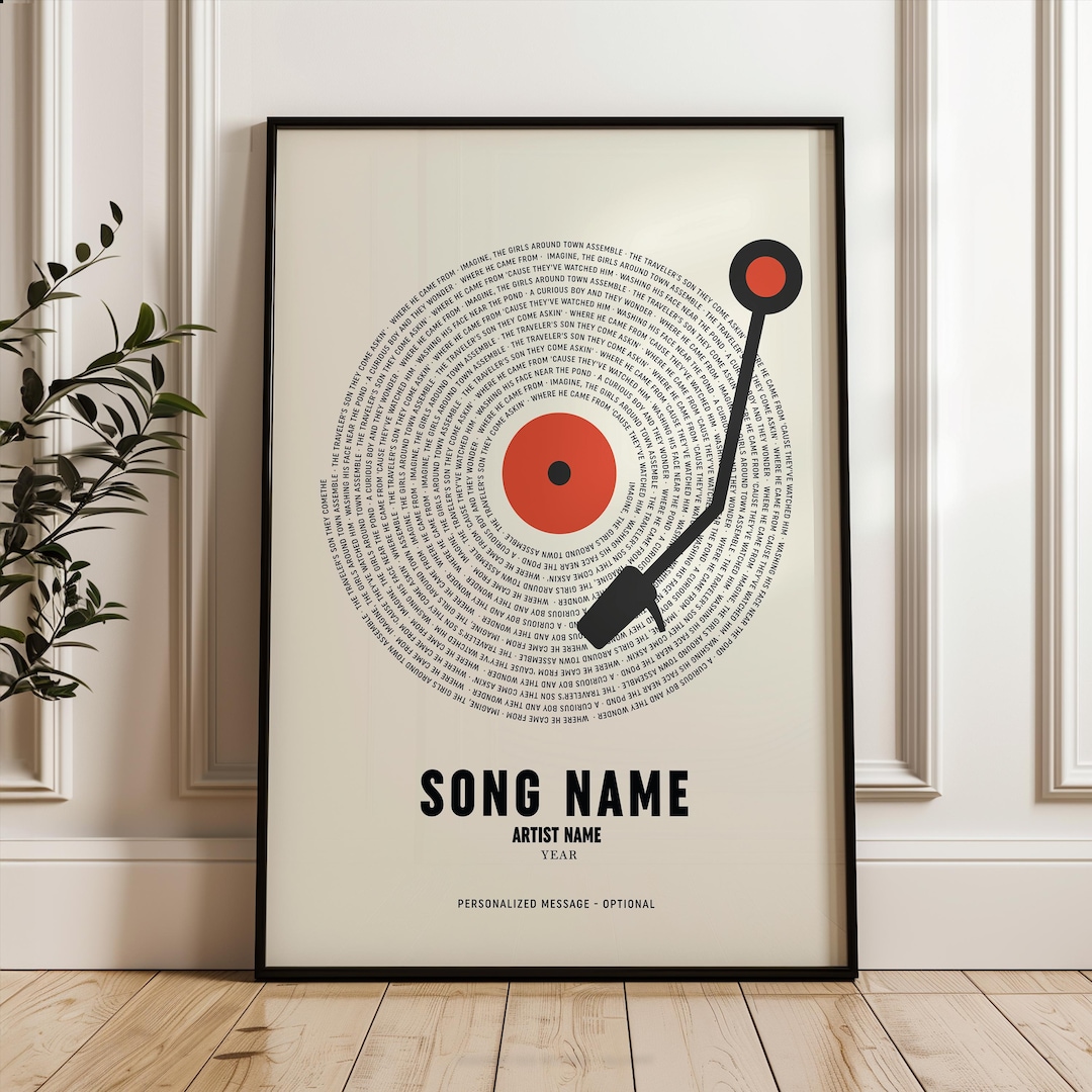 Custom Song Lyrics Print, Digital Download, Custom Color Vinyl Poster ...