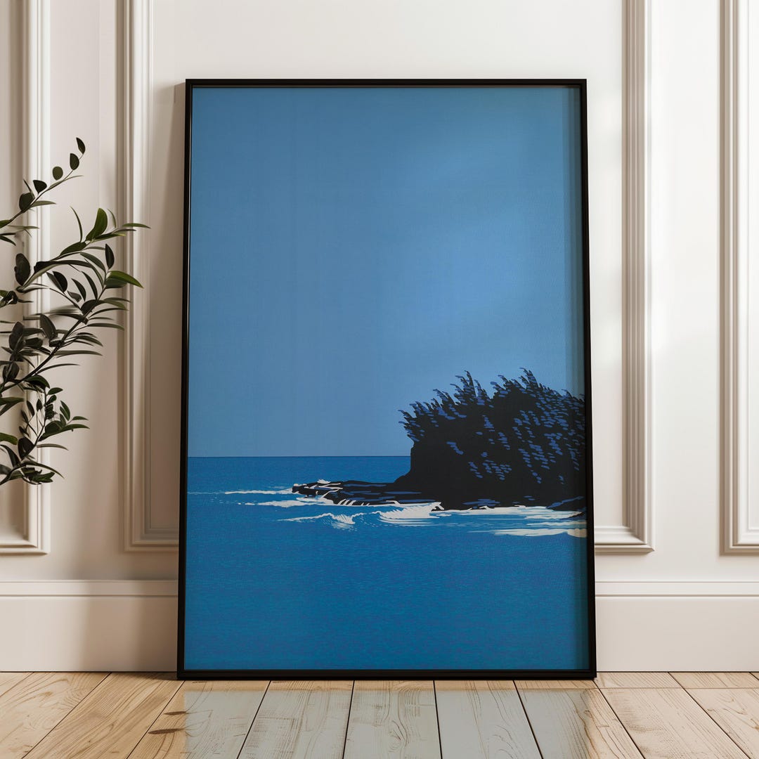 Coastal Cliffside, Japanese City Pop, Digital Poster Download - Etsy