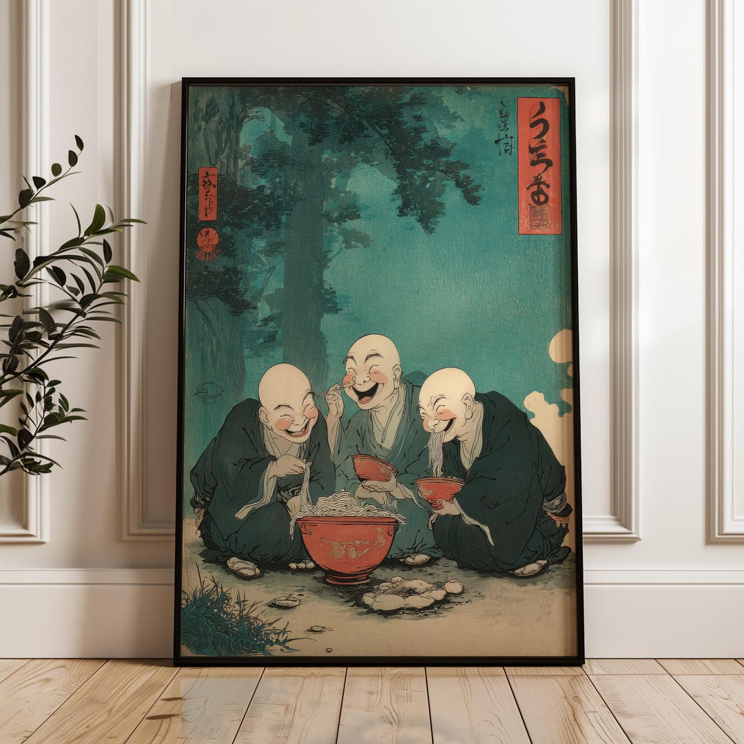 Laughing Monks Ukiyo-e , Traditional Japanese Poster, Digital Poster ...