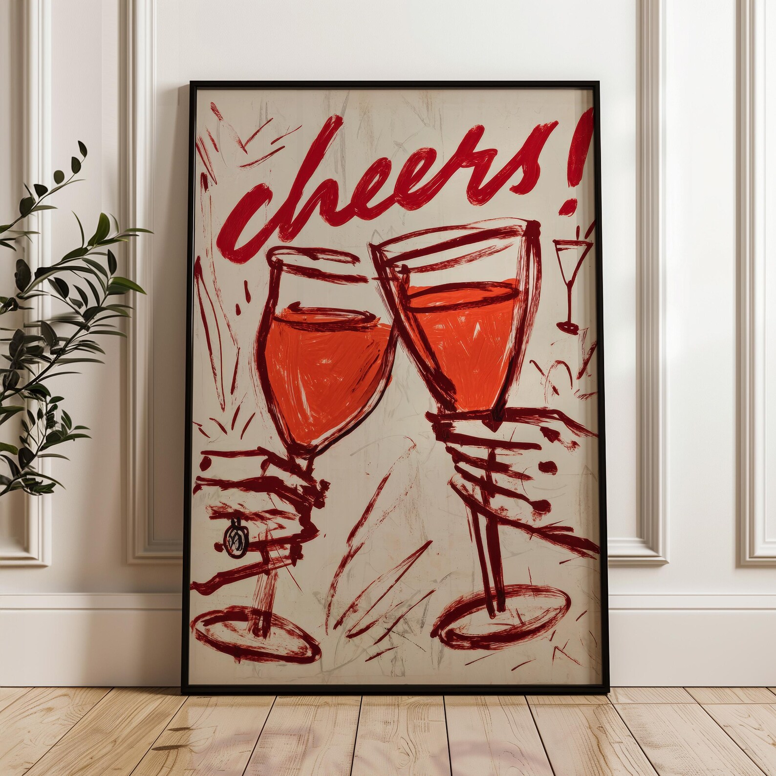 Wine Cheers Art Poster: Handdrawn Illustration, Digital Download - Etsy