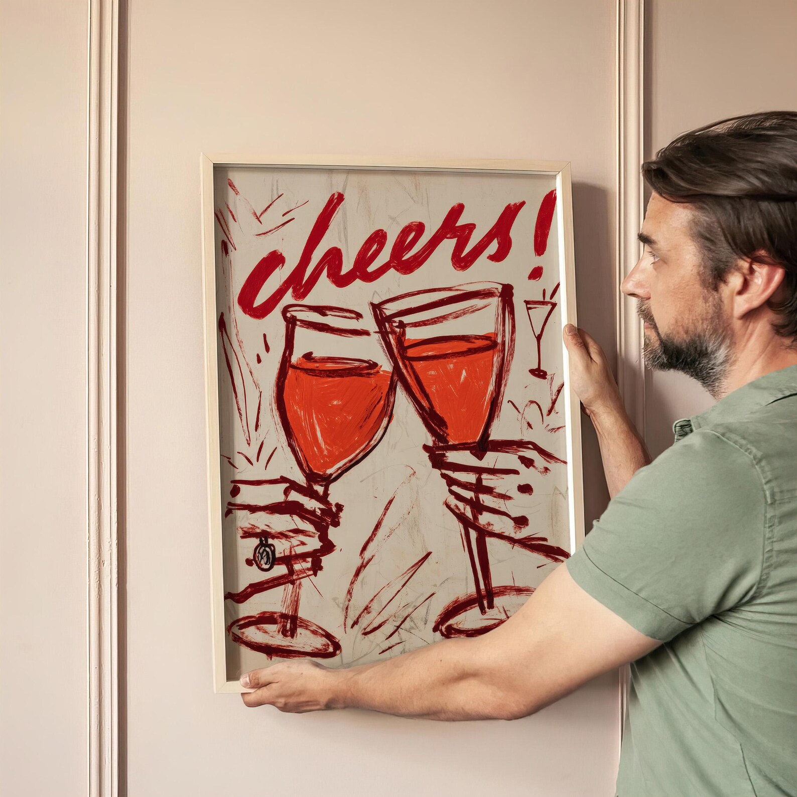 Wine Cheers Art Poster: Handdrawn Illustration, Digital Download - Etsy