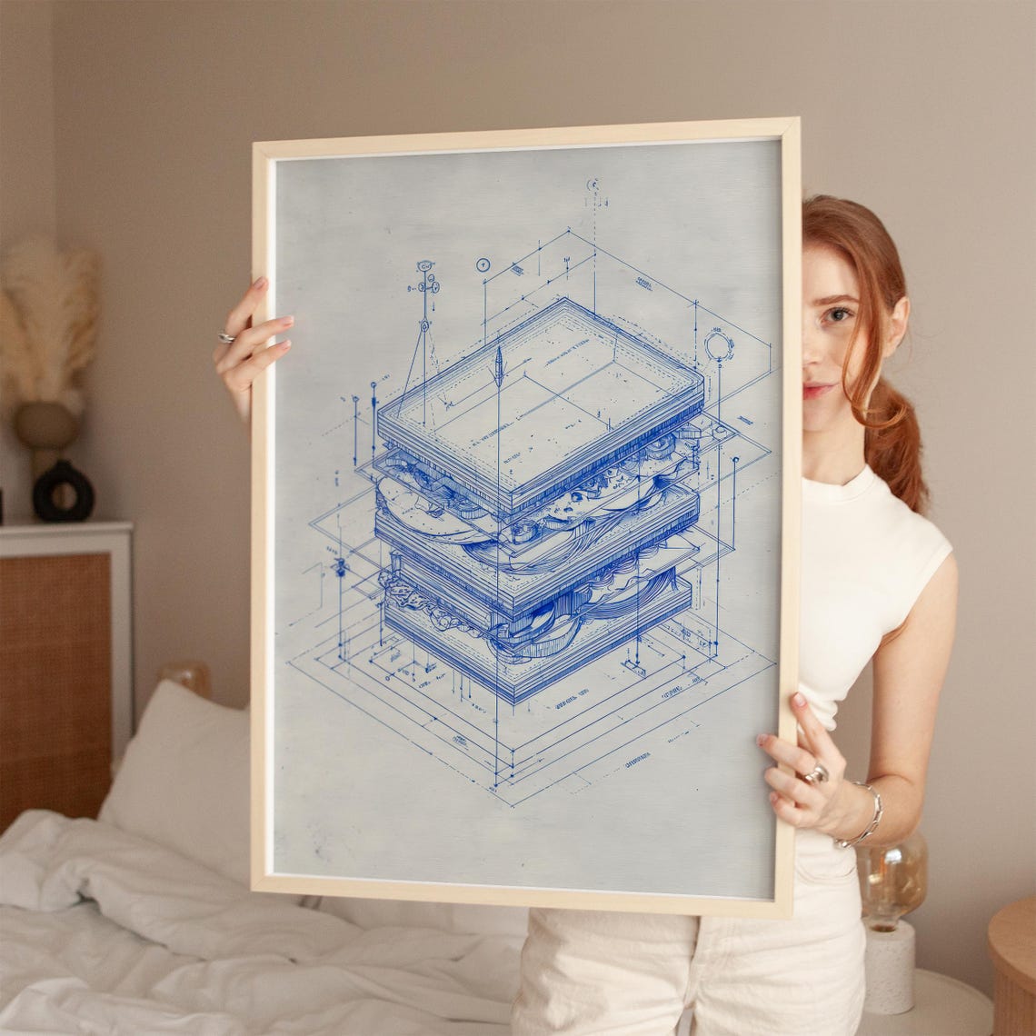 Blueprint Sandwich, Technical Drawing, Digital Poster Download - Etsy