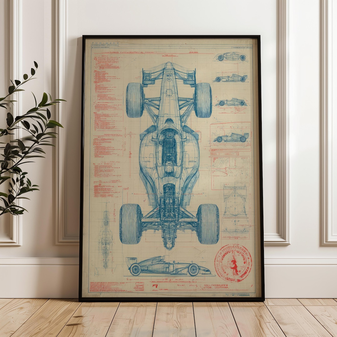 Formula 1 Car Blueprint, Technical, Digital Poster Download - Etsy