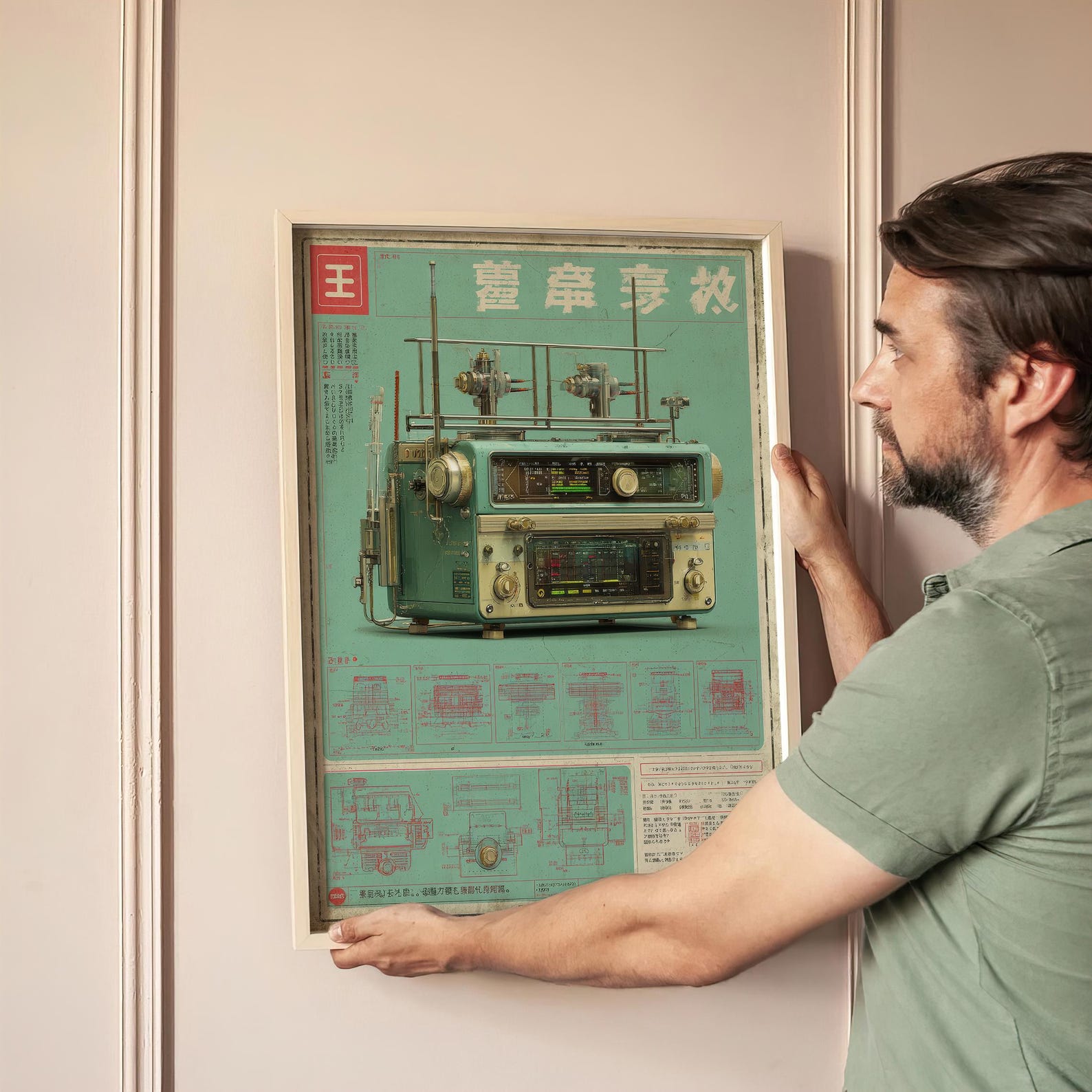 Retro Radio Blueprint, Vintage Industrial, Digital Poster Download - Etsy