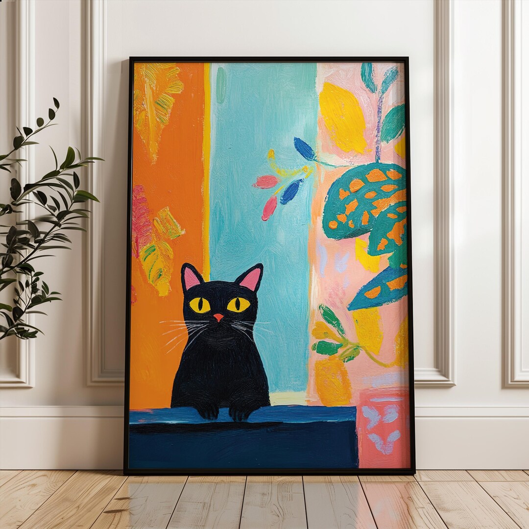 Black Cat Poster, Henri Matisse Cat Print, Funny Cat Print, Black Cat ...
