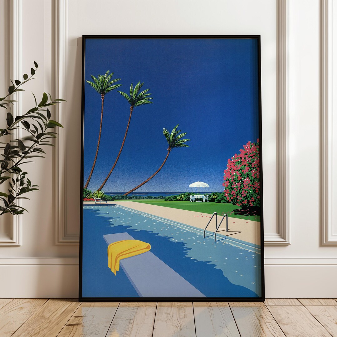 Poolside Scene, Hiroshi Nagai Japanese City Pop, Digital Poster Download - Etsy