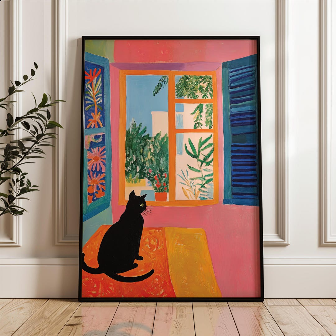 Black Cat Poster, Funny Cat Print, Black Cat Poster, Henri Matisse Cat ...