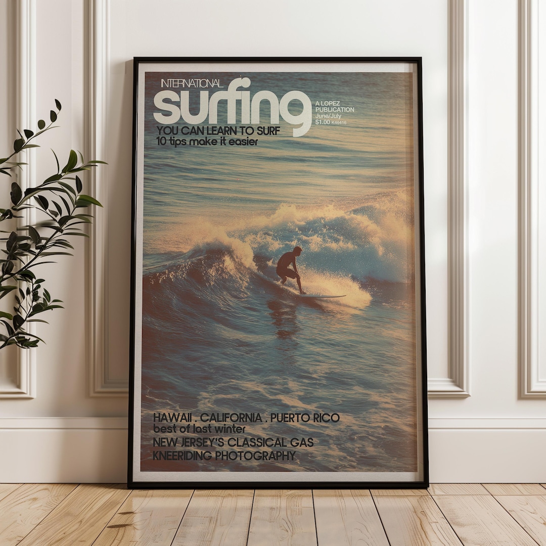 Surfing Vintage Magazine Cover , Coastal Poster, Digital Poster ...