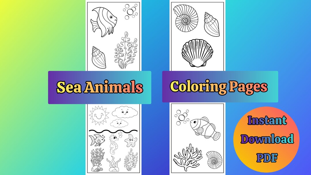Coloring Pages for Kids Sea Animals Coloring Pages for Kids - Etsy