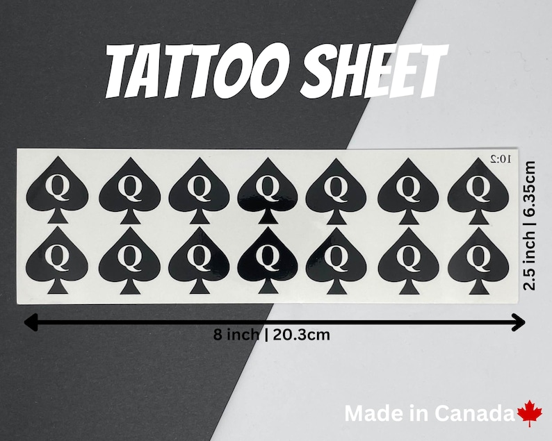 Queen of Spades Temporary Tattoo, QOS Tattoo, BNWO, BBC Tattoo, Sheet ...
