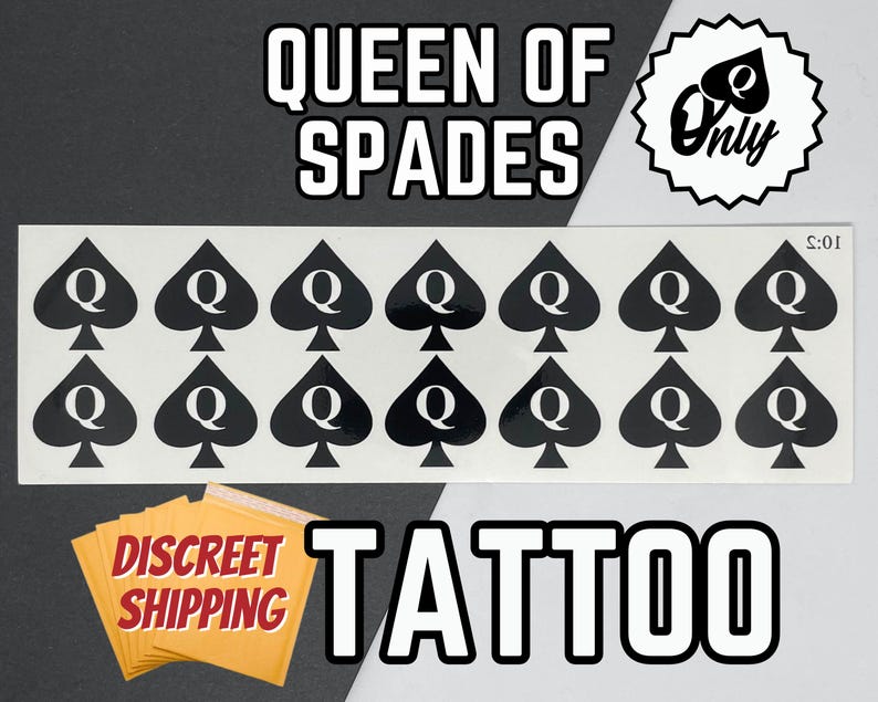 Queen Of Spades Temporary Tattoo, QOS Tattoo, BNWO, BBC Tattoo, Sheet ...