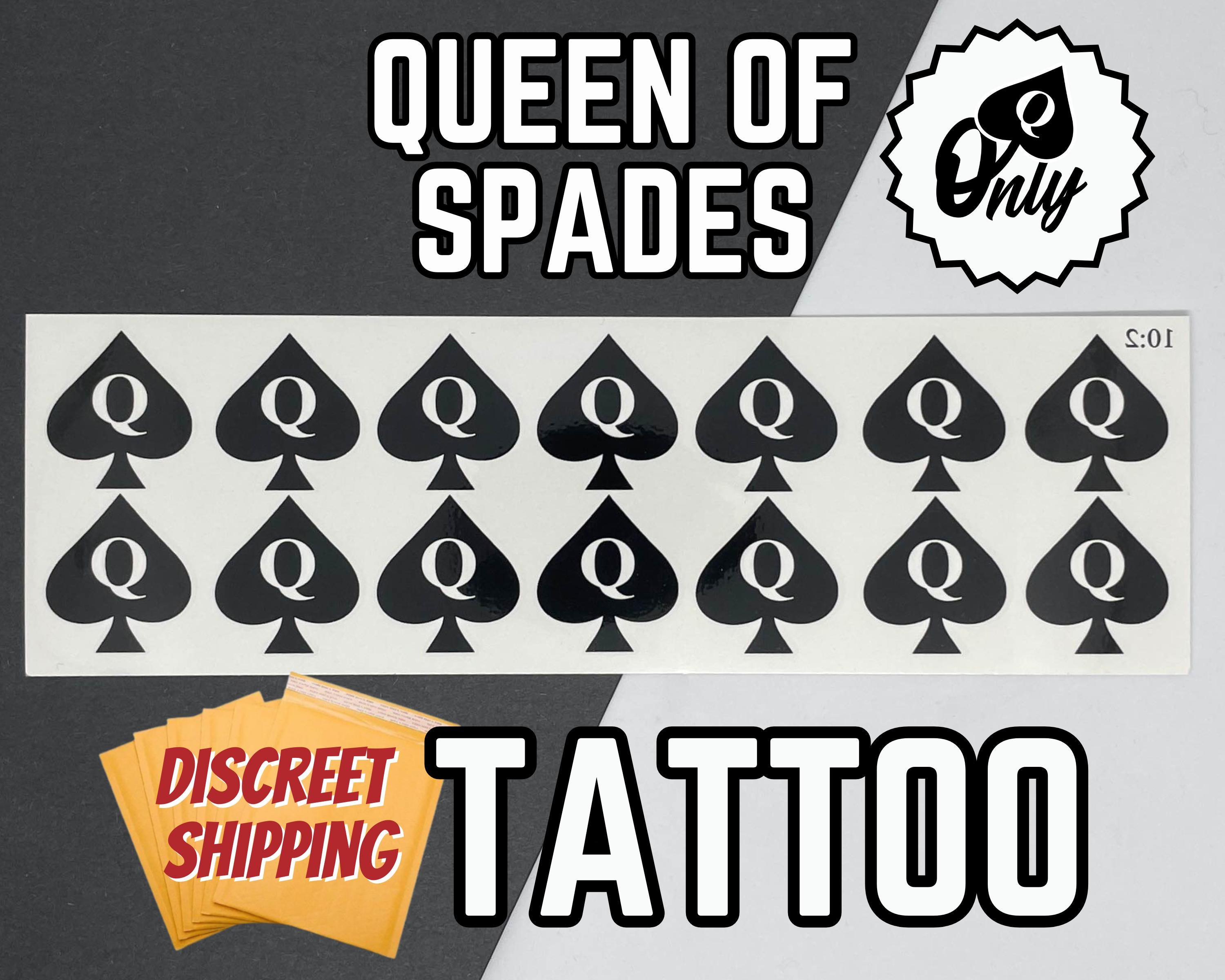 Queen of Spades Temporary Tattoo, QOS Tattoo, BNWO, BBC Tattoo, Sheet of 14 Spades - Etsy