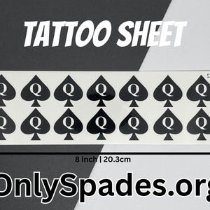 Queen of Spades Temporary Tattoo, QOS Tattoo, BNWO, BBC Tattoo, Sheet ...
