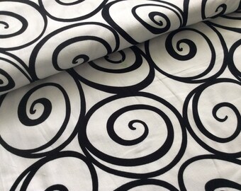 Black and white swirl fabric | Etsy
