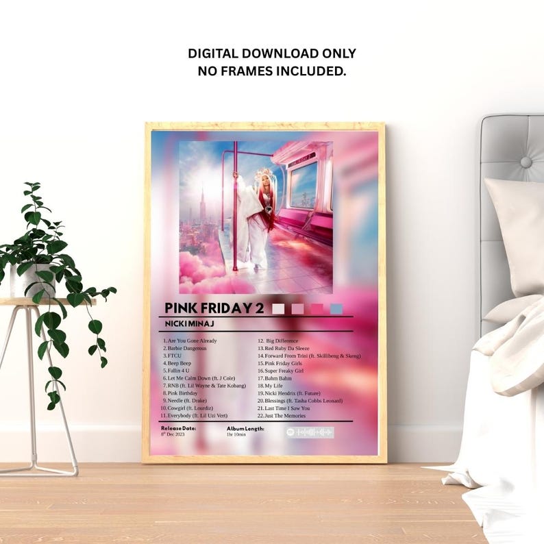 Nicki Minaj 'pink Friday 2' Album Poster, Minimalist Tracklist Art ...
