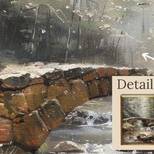 Printable Forest Bridge Painting, Farmhouse Wall Art, Vintage Landscape ...