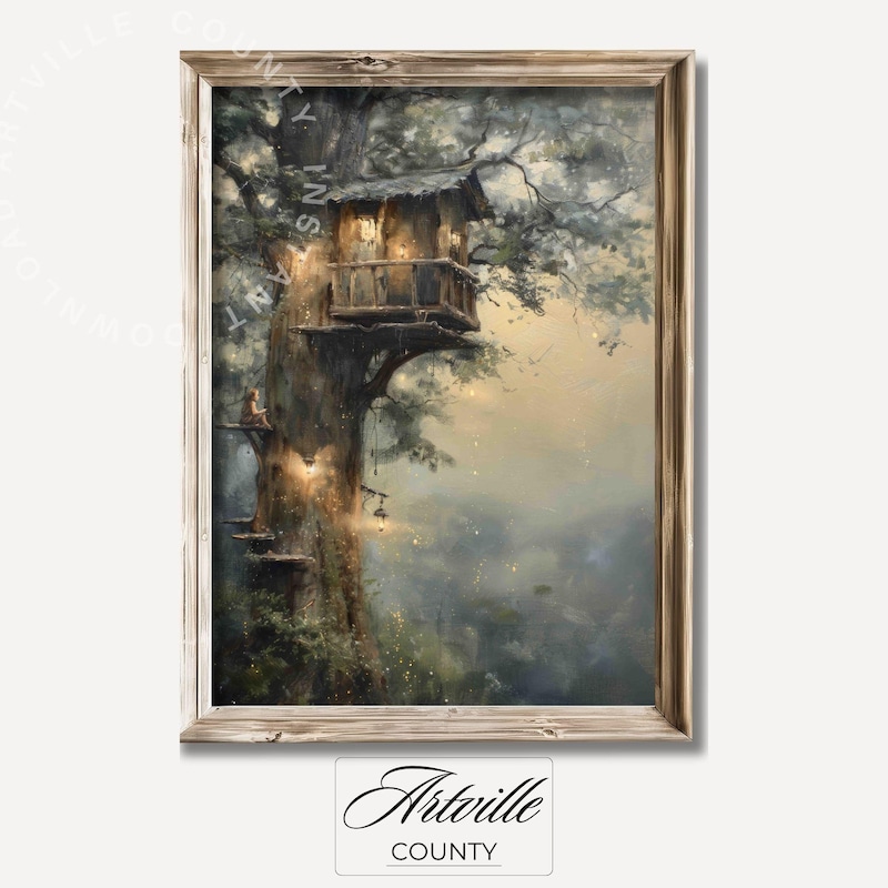 Treehouse Oil Painting - Etsy