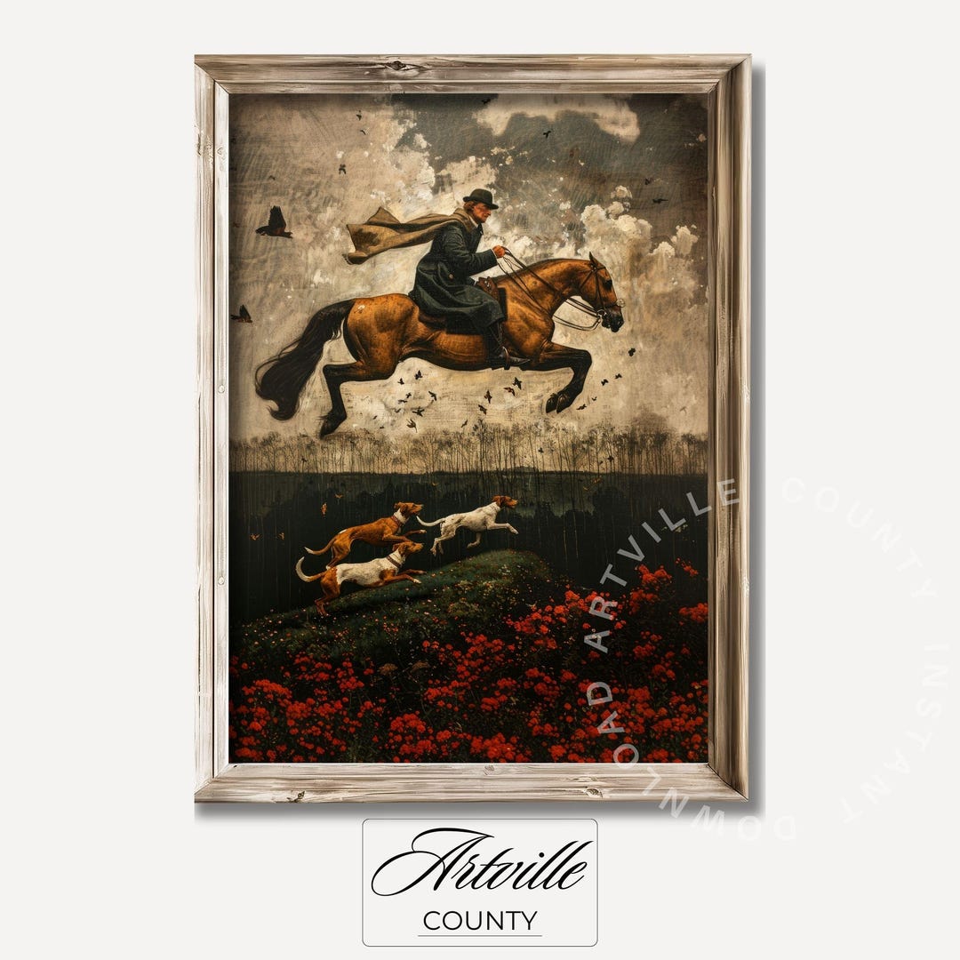 Printable Vintage Hunting Art, Antique Horse Rider Print, Equestrian ...
